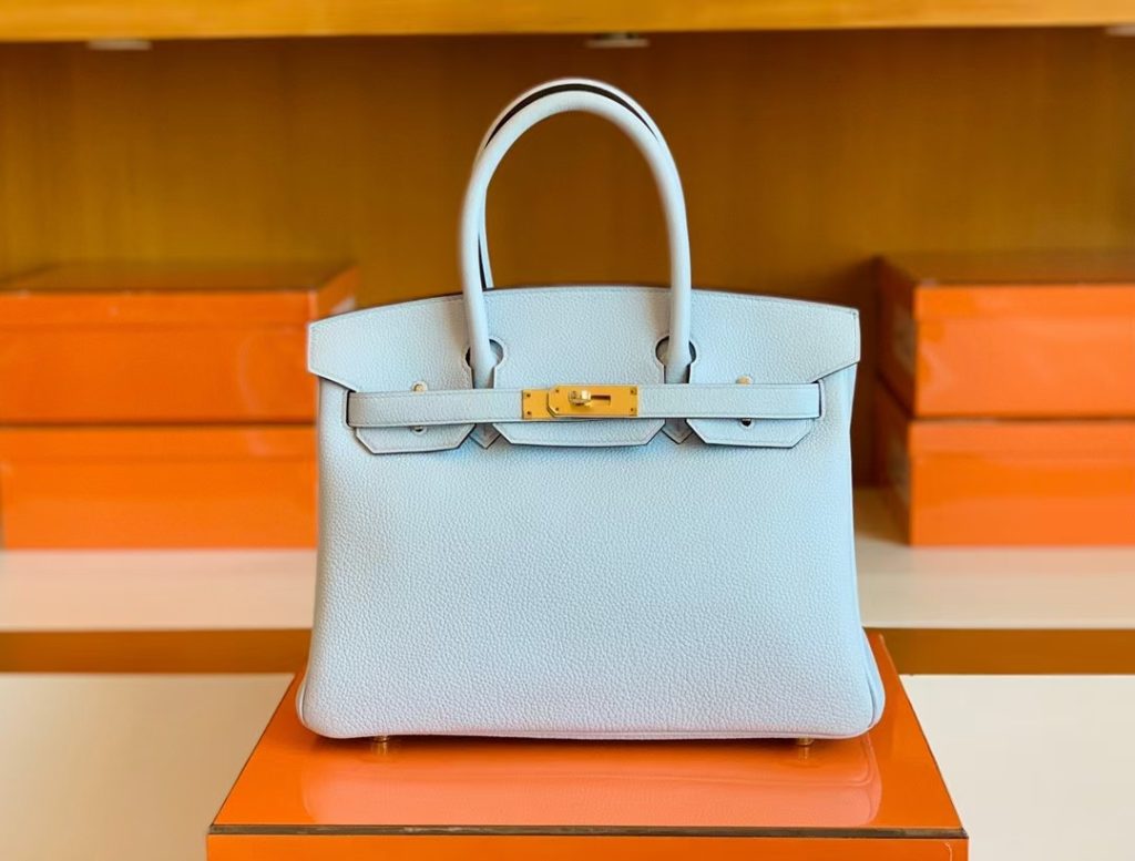 Hermes Birkin Togo T0 Light Blue Gold Hardware 30cm Full Handmade - H ...