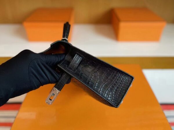 H Factory Bags Mini Kelly Matte Alligator Crocodile Black Silver ...